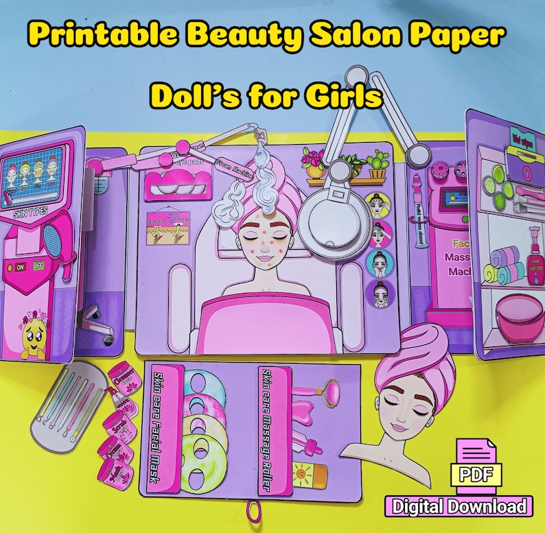 Printable Paper Doll Spa Kit: Skincare Salon, Beauty Play (digital ...