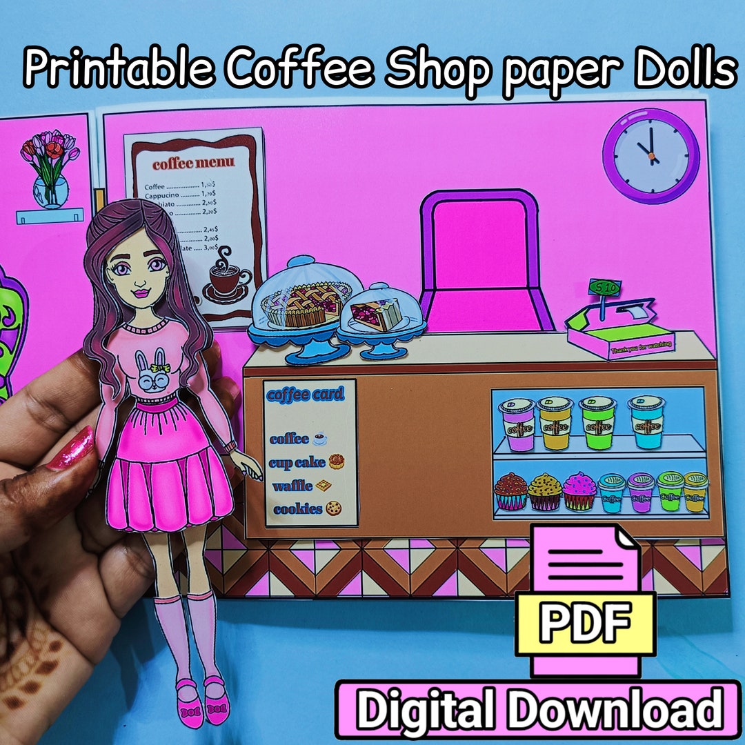 Printable Paper Coffee Shop Paper Dolls, Kids Play, Preschool Games ...
