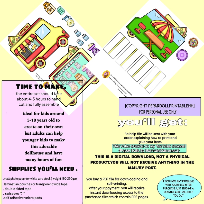 Pizza Shop Pretend Play Printable: Scissor Skills Activity (digital ...