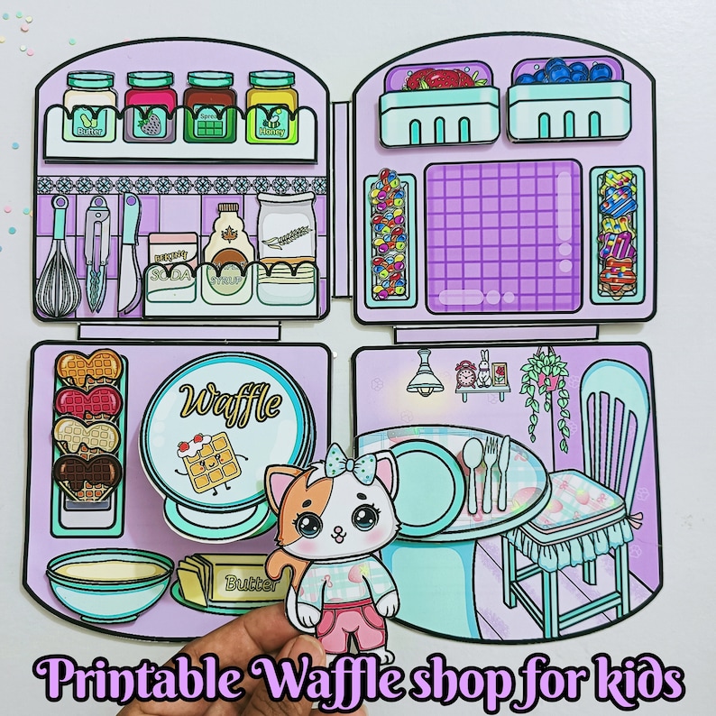 Paper Printable Waffle Shop Book Kit for Kids. Kids Preschool Games ...