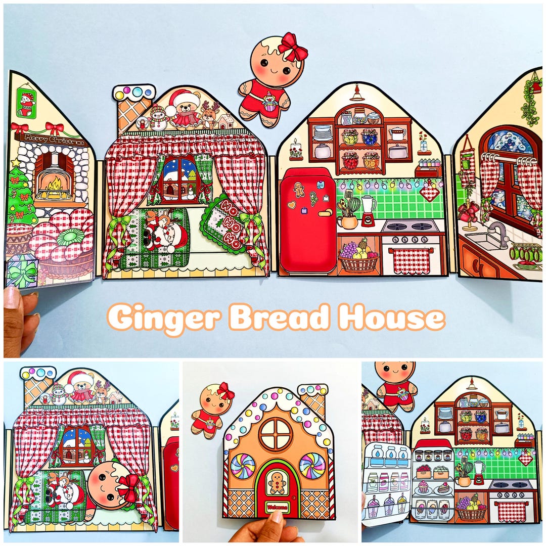 Gingerbread House Paper Doll: Christmas Printable Dollhouse (PDF ...