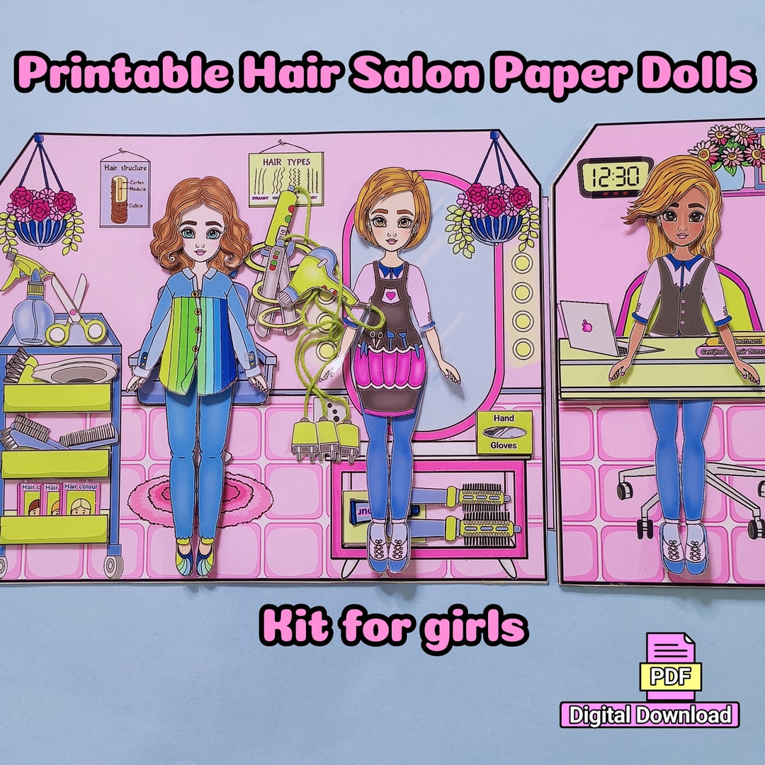Printable Hair Salon Paper Dolls Busy Book Activities, Kids Project ...