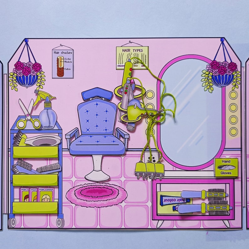 Printable Hair Salon Paper Dolls Busy Book: Kids Activity (digital ...