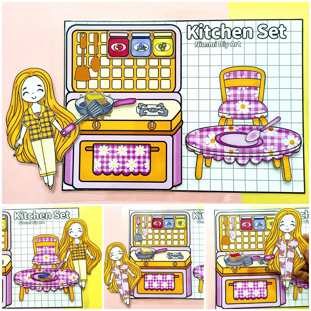 Paper Doll Kitchen Set Printable: DIY Craft Kit (digital Download) - Etsy