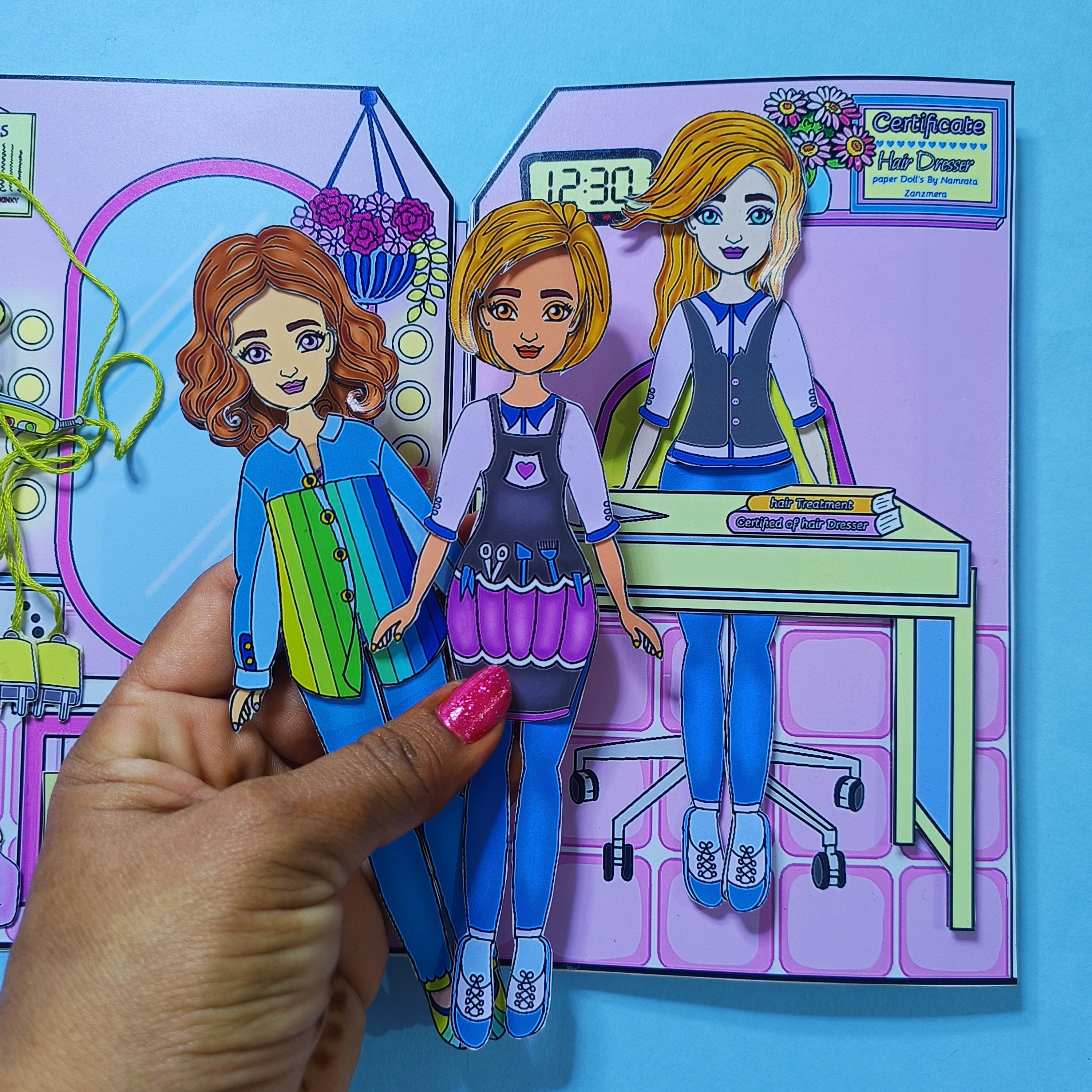 Printable Hair Salon Paper Dolls Busy Book Activities, Kids Project ...
