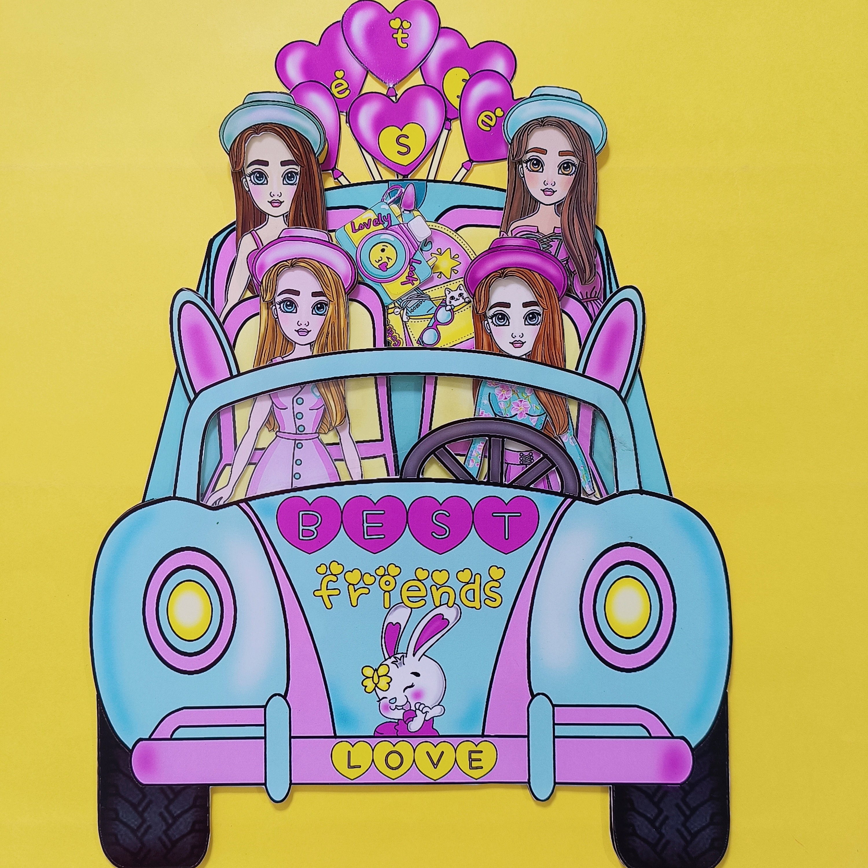 Printable Paper Doll Car Toy Template: DIY Kids Activity (digital ...