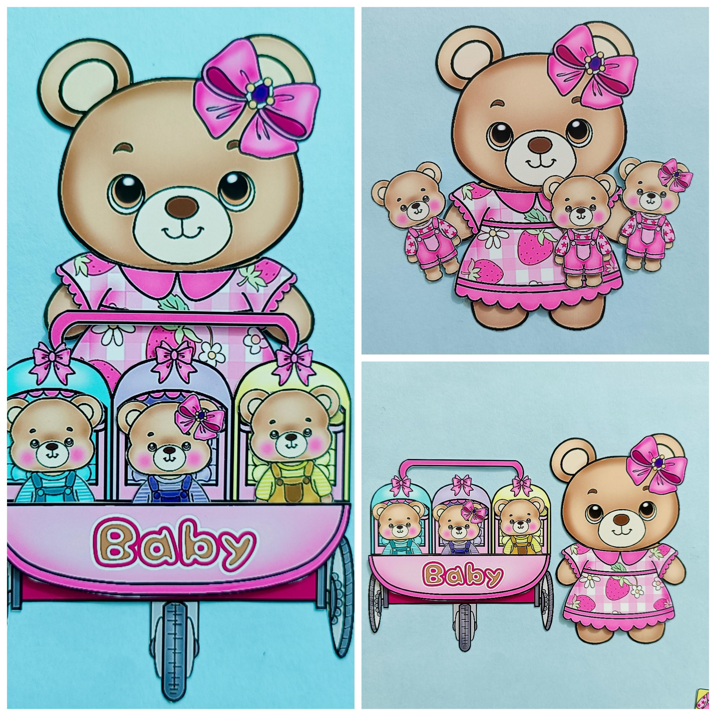 Printable Teddy Bear Stroller Paper Toy: Kids' Activity (PDF Pattern ...