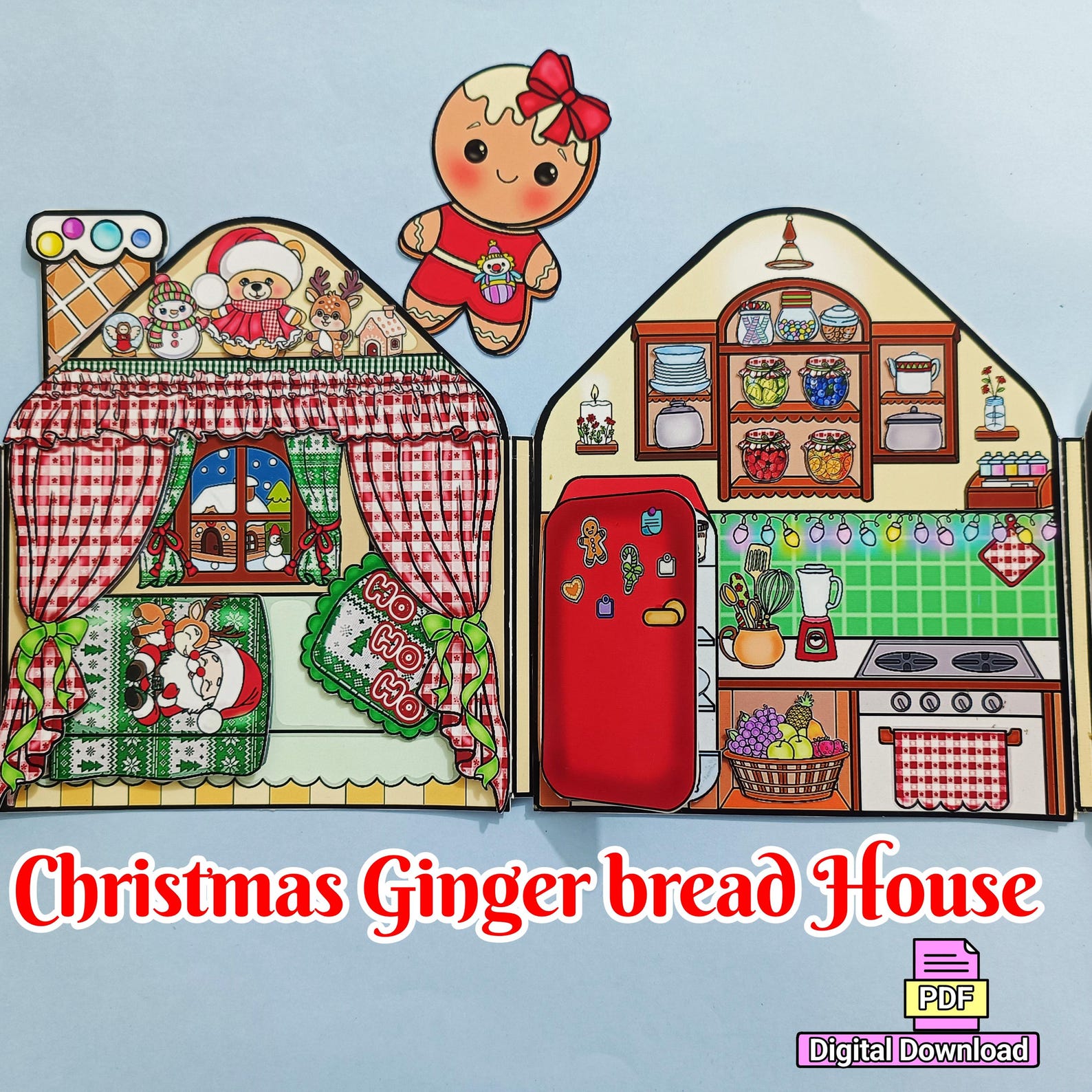 Gingerbread House Paper Doll: Christmas Printable Dollhouse (PDF ...