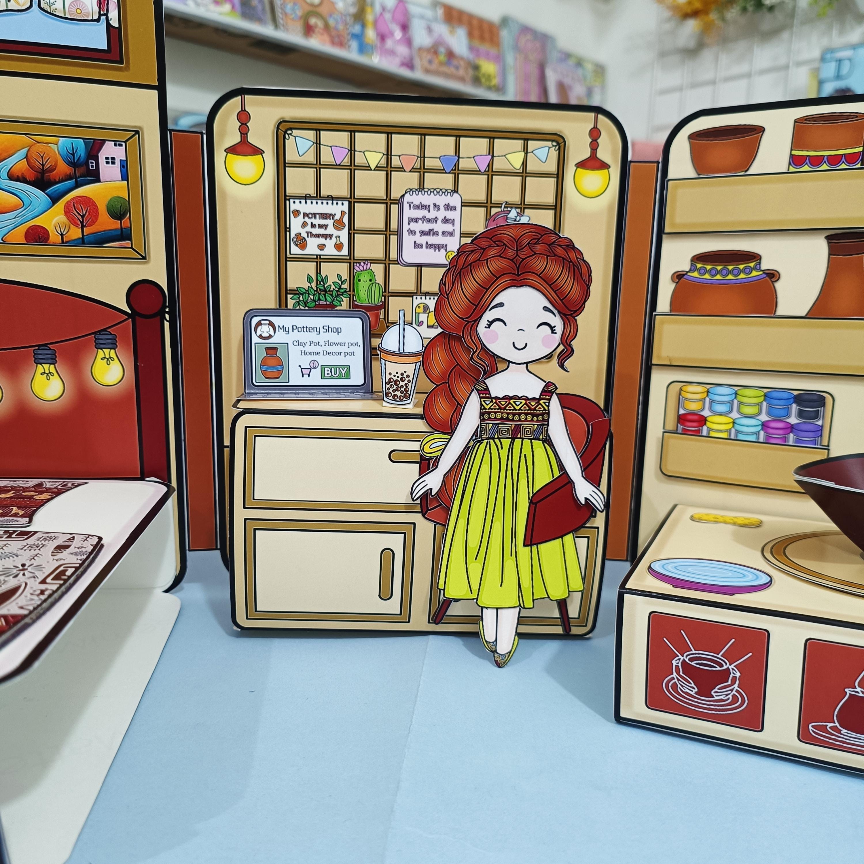 3D Pottery Dollhouse: Printable Paper Doll Activity Book (PDF Download ...