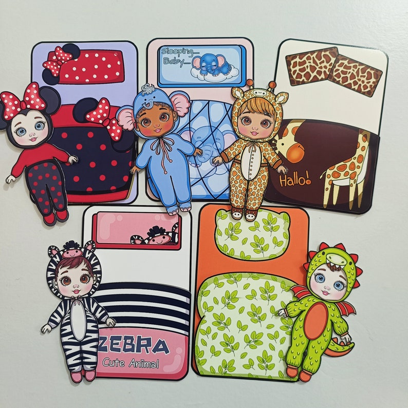 Printable Animal Paper Doll Kit: Dress-up Clothes & Bed (digital ...