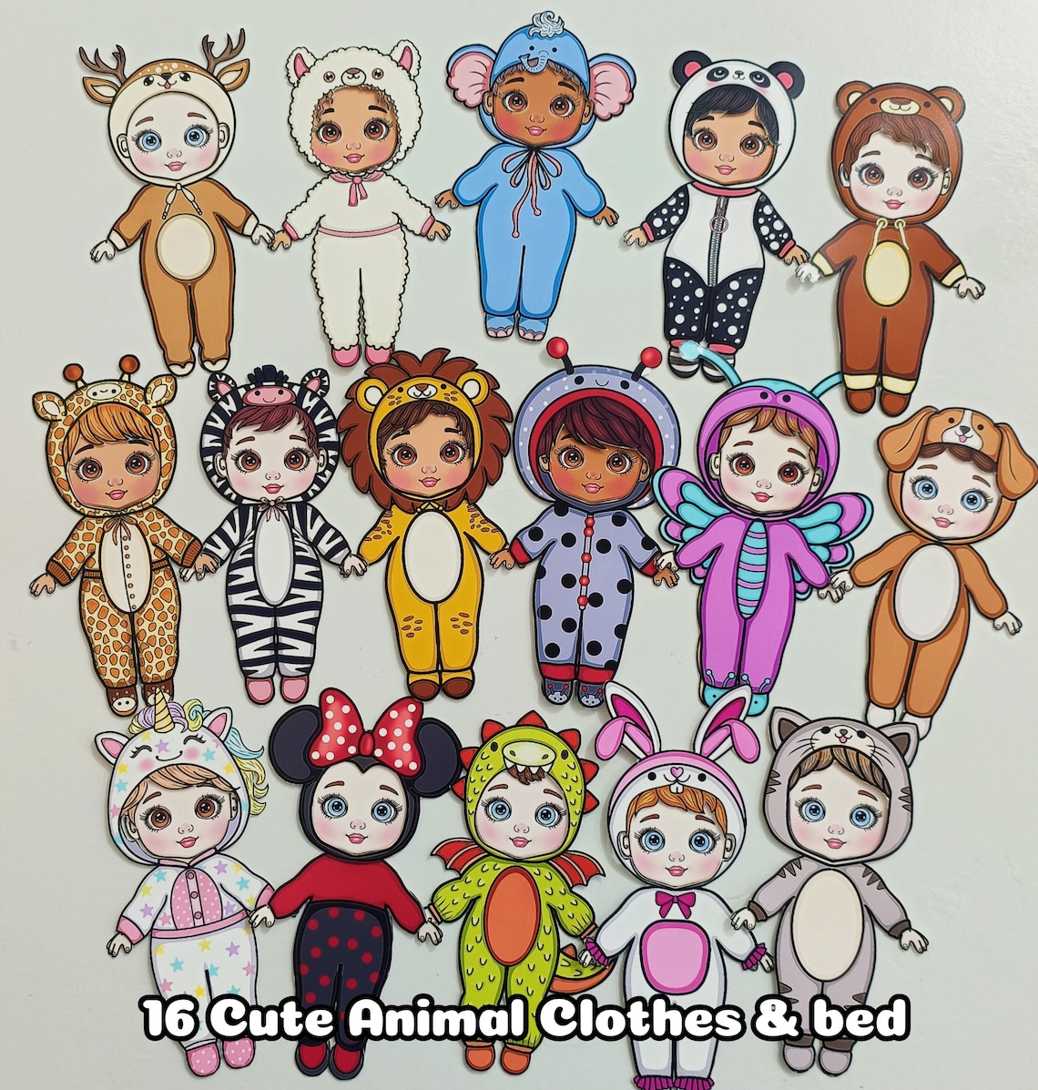 Printable Animal Paper Doll Kit: Dress-up Clothes & Bed (digital ...