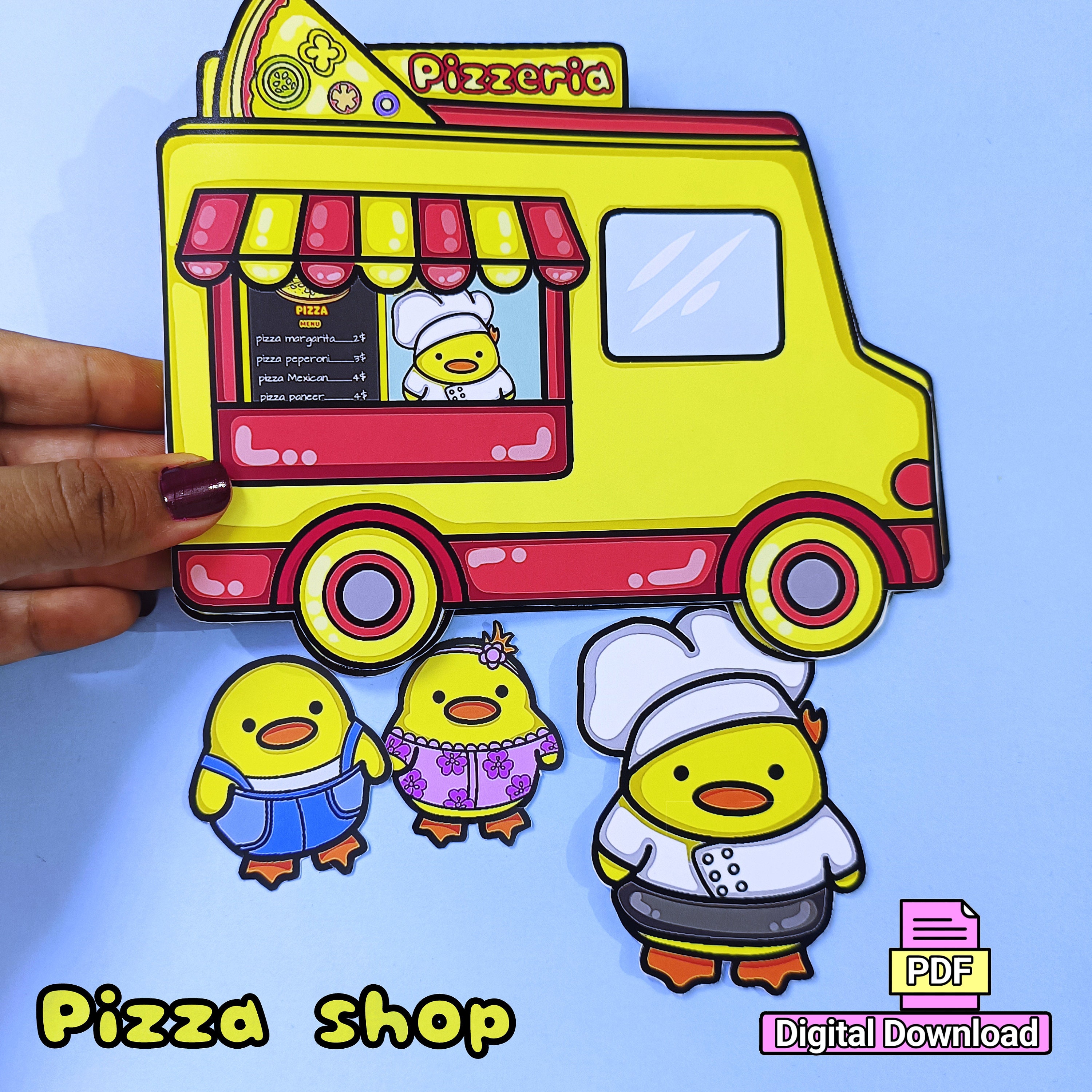 Pizza Shop Toy Activitie. Printable Pretend Play Pizza: Scissors Skills ...
