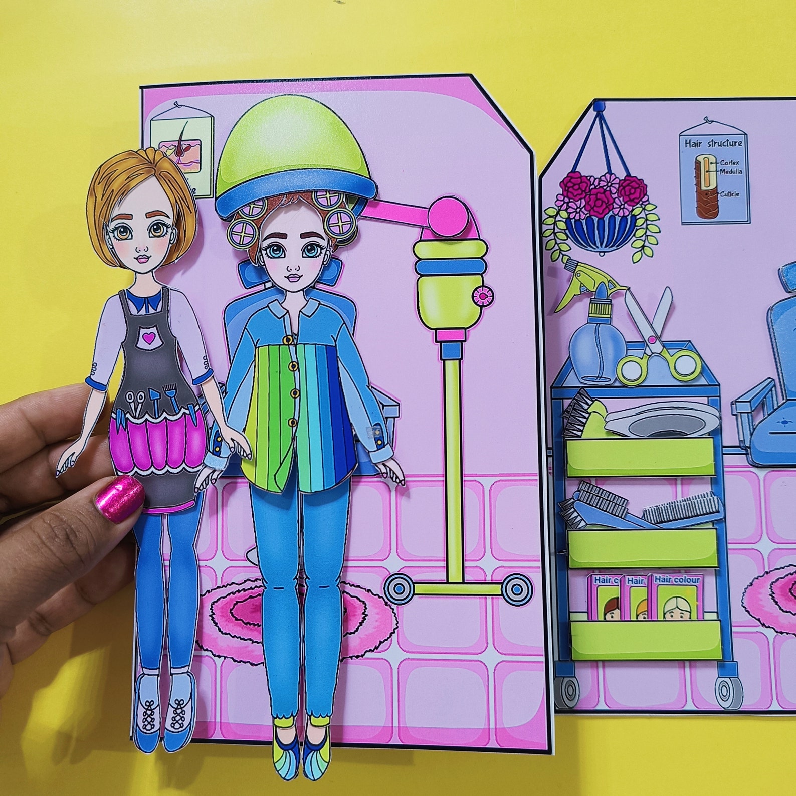 Printable Hair Salon Paper Dolls Busy Book: Kids Activity (digital ...