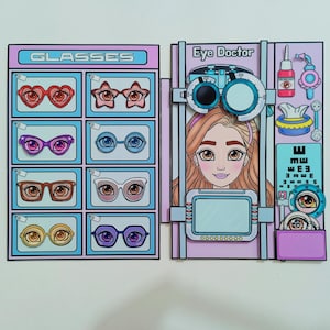 Printable Project Paper Eye Care & Glasses Paper Doll Busy Book. Gift ...