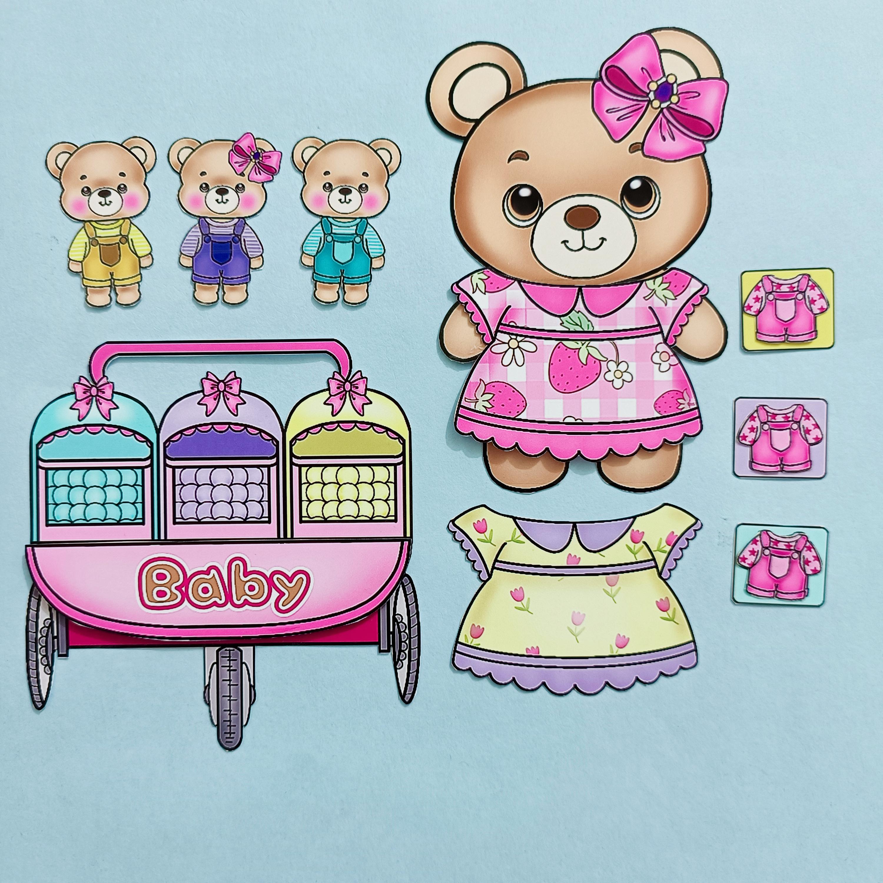 Printable Teddy Bear Stroller Paper Toy: Kids' Activity (PDF Pattern ...