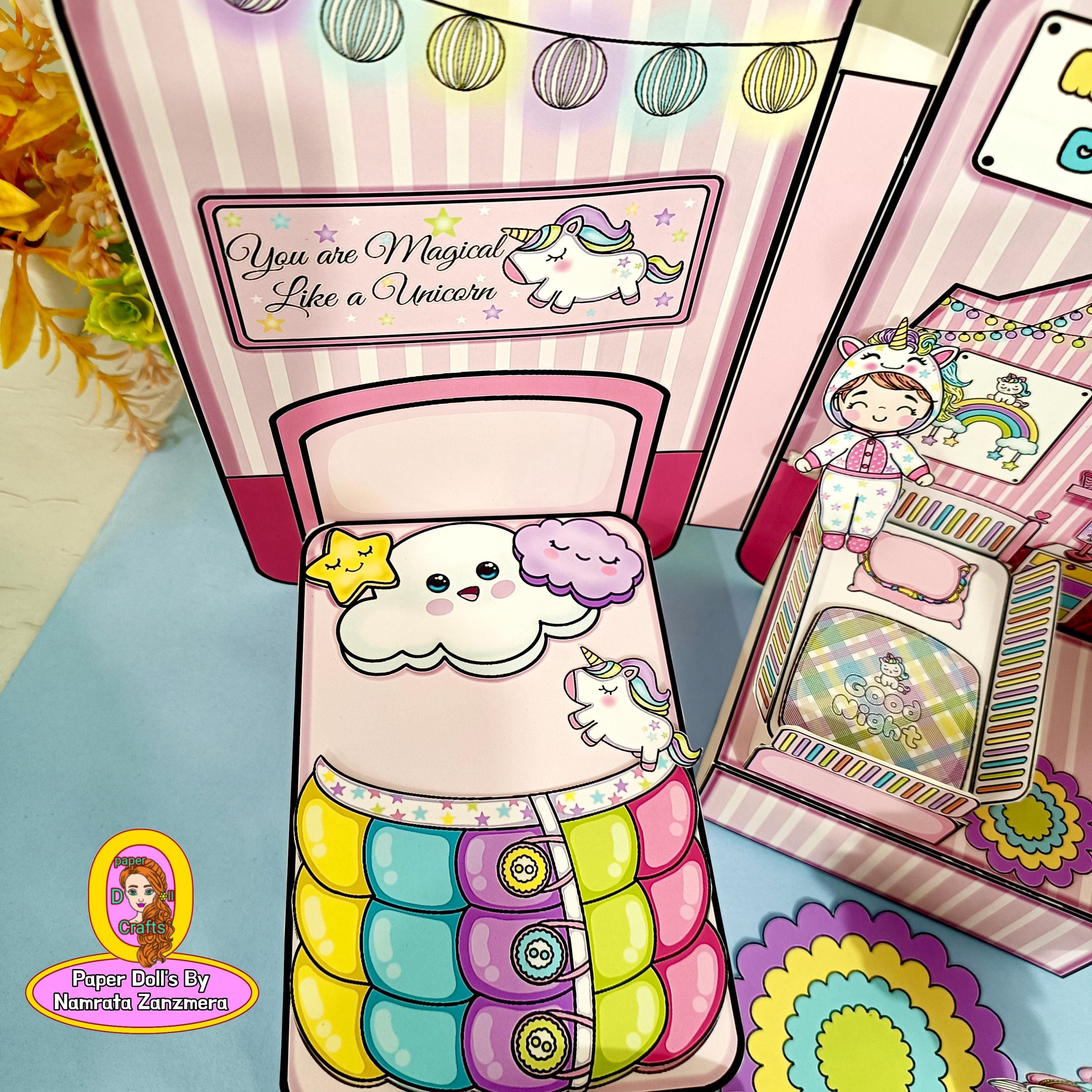 Unicorn Dollhouse Paper Doll Set: 3D Printable Kids' Activity Book (PDF ...