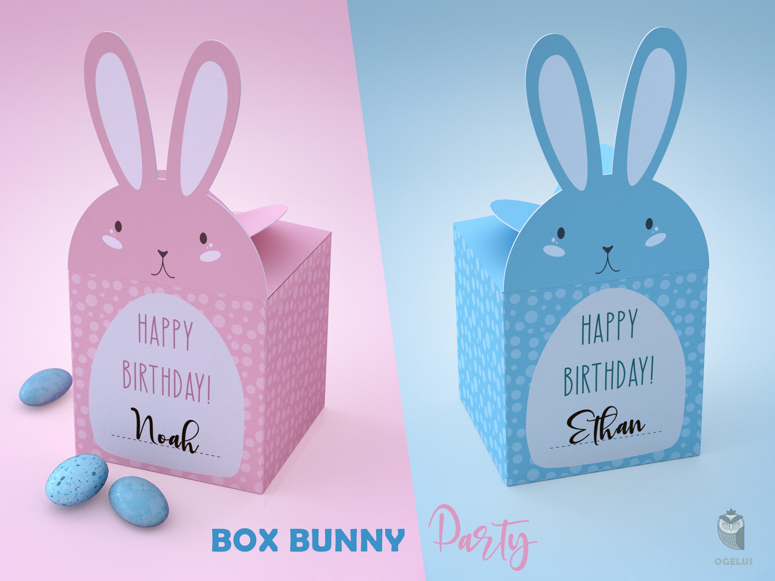 Papercraft Box Bunny Gift Boxes 3D Printable Party Craft Templates PDF ...