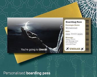 Hajj Umrah Gift Boarding Pass | Personalised Islamic Travel Voucher ...