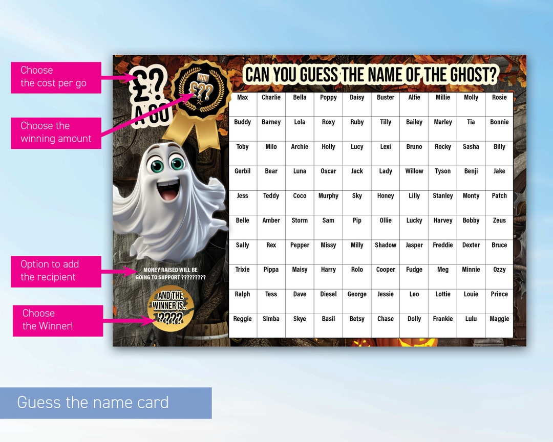 GHOST Guess the Name of Scratchcard Fundraising Game Halloween Fete ...