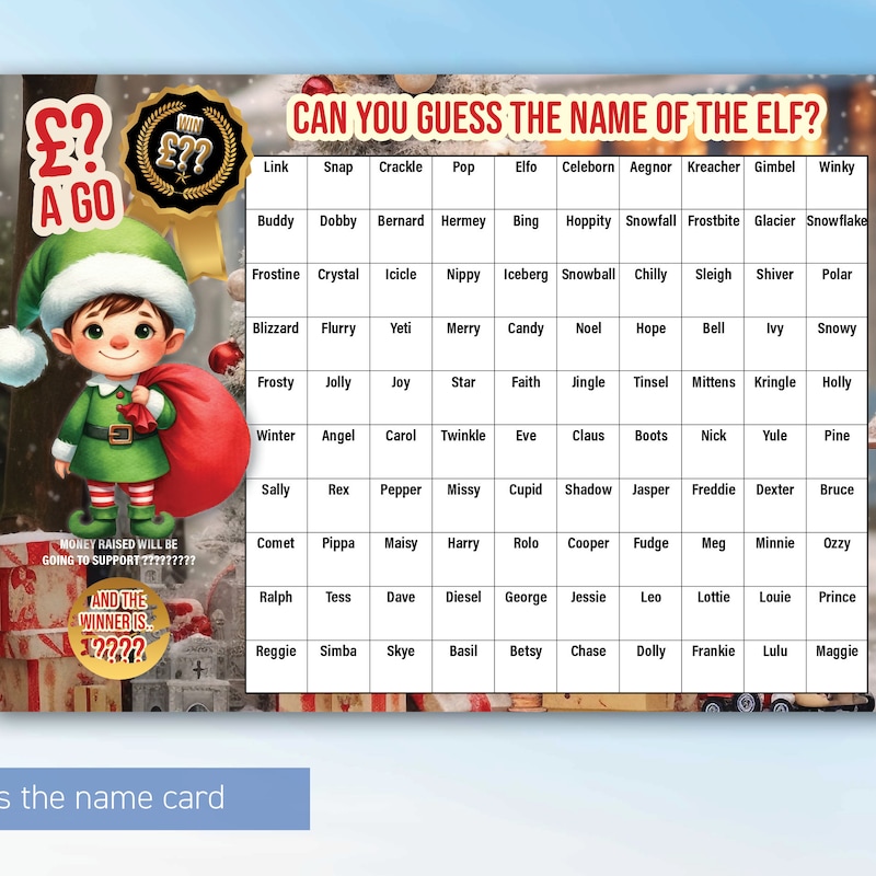 Guess the Name of the Elf - Etsy UK