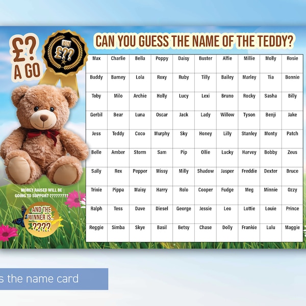 Guess the Bears Name - Etsy UK