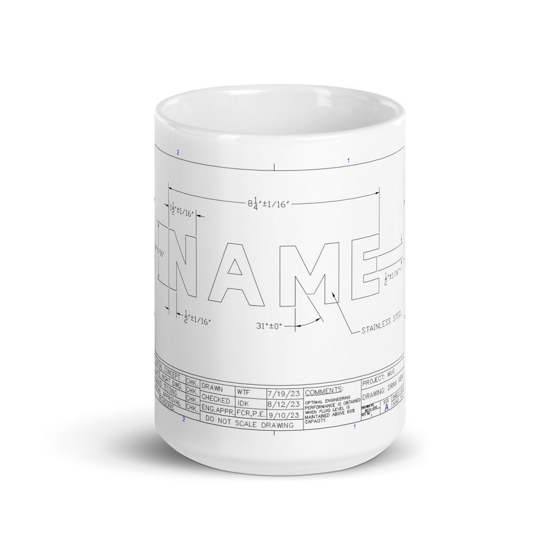Custom Engineer Name black Text 15oz Mug - Etsy