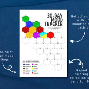 30-day Mood Tracker | Daily Hive Mood Journal | Printable Digital Mood ...