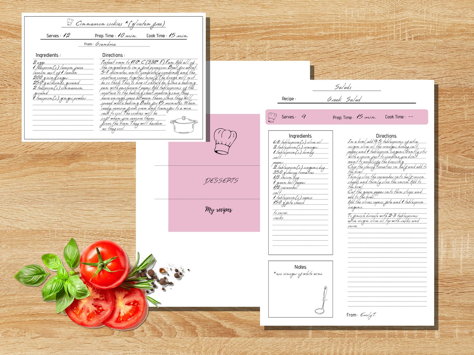 Printable Recipe Cards Set for Personalized Cookbooks and - Etsy