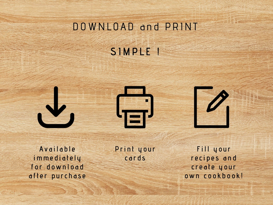 Printable Recipe Cards Set for Personalized Cookbooks and Culinary ...