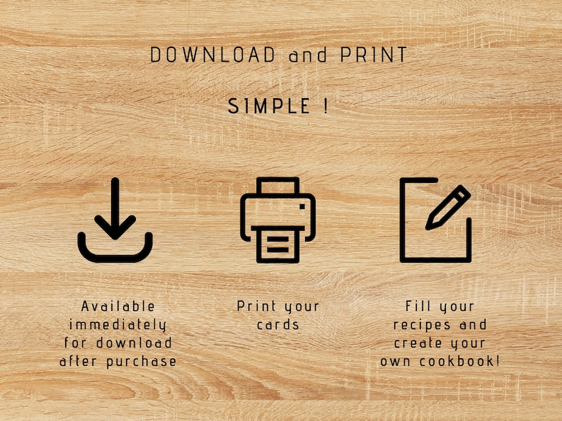 Printable Recipe Cards Set for Personalized Cookbooks and Culinary ...