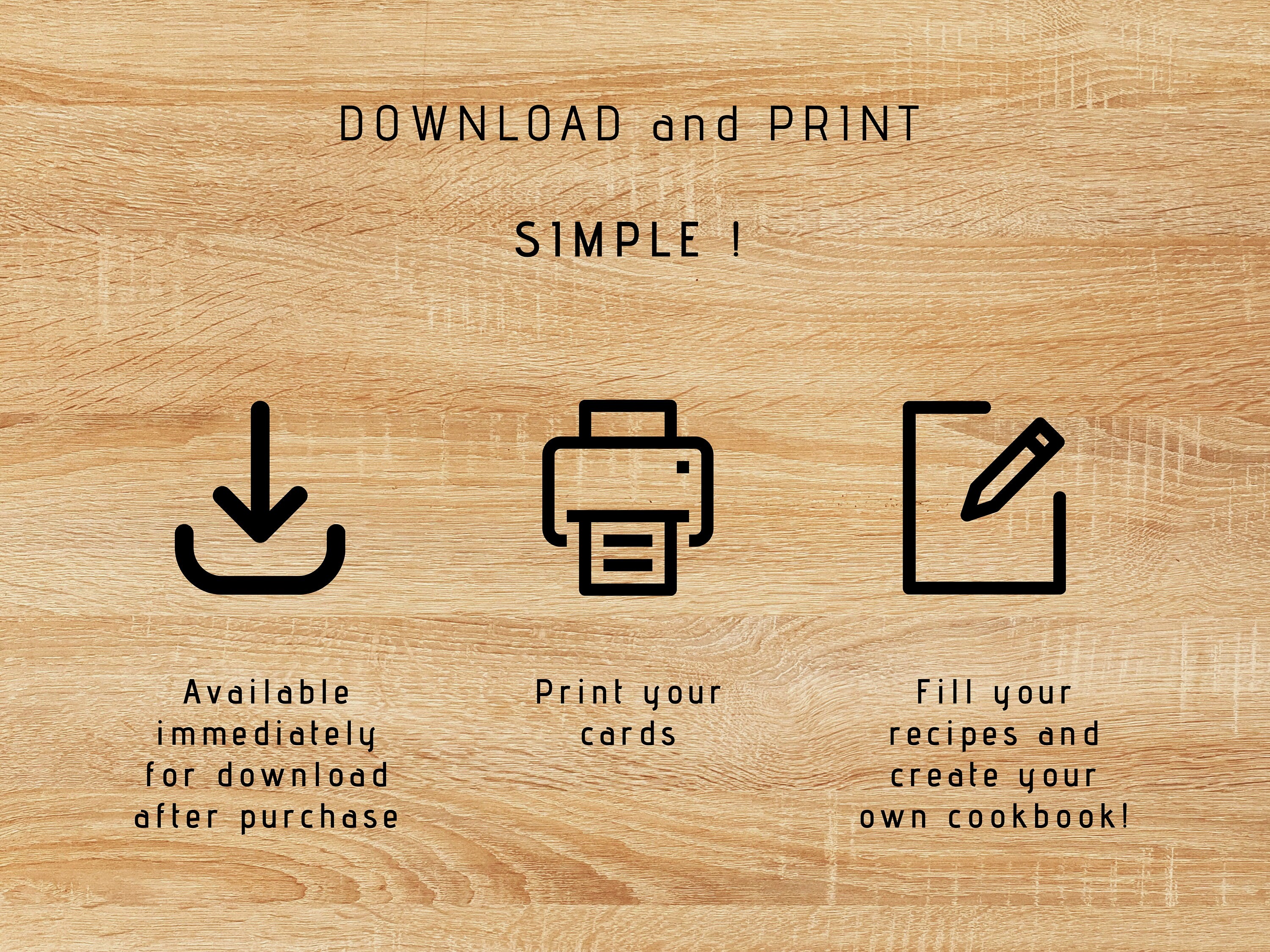 Printable Recipe Cards Set for Personalized Cookbooks and Culinary ...