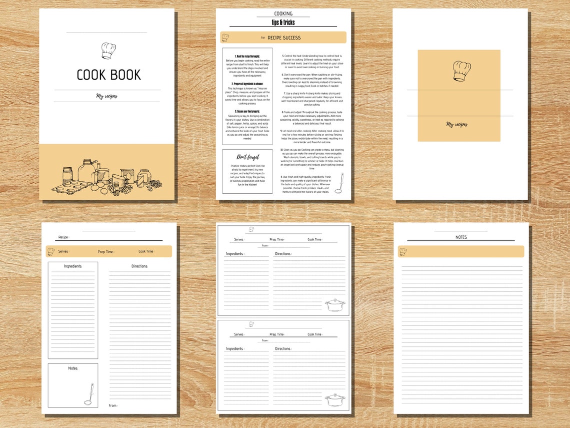 Printable Recipe Cards Set for Personalized Cookbooks and Culinary ...