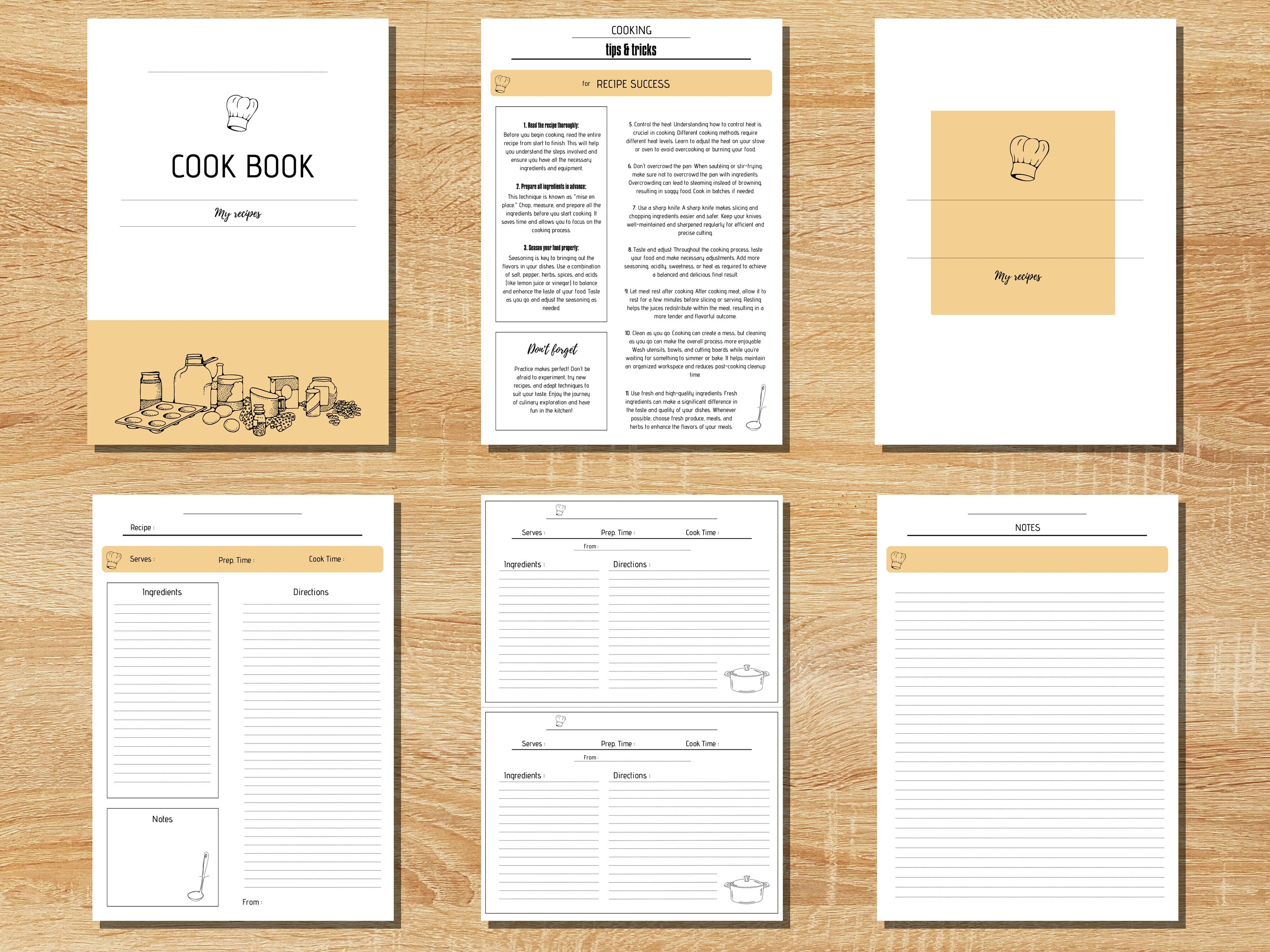 Printable Recipe Cards Set for Personalized Cookbooks and Culinary ...