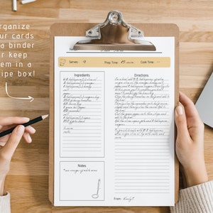 Printable Recipe Cards Set for Personalized Cookbooks and Culinary ...