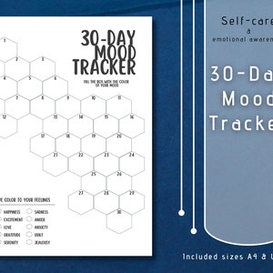 30-day Mood Tracker Daily Hive Mood Journal Printable Digital Mood ...