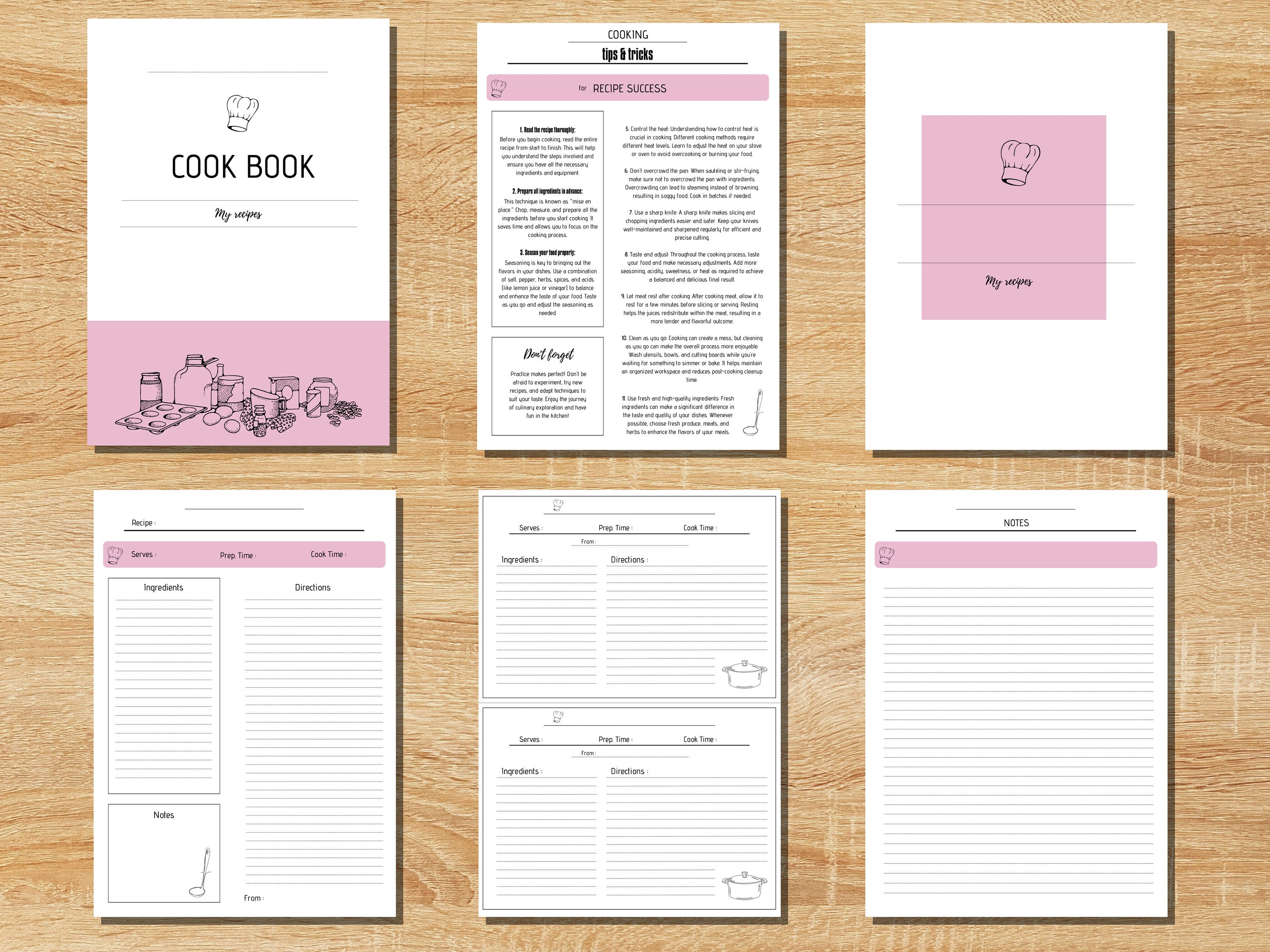 Printable Recipe Cards Set for Personalized Cookbooks and Culinary ...