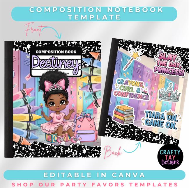 Editable Composition Notebook Template Bundle – 4 Cute Back-to-school ...