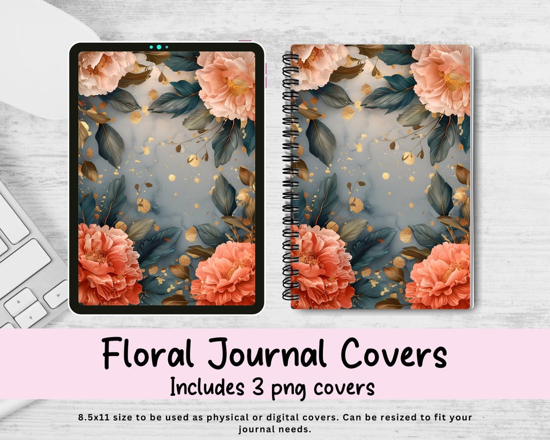 Journal Cover Bundle - 3 Floral Covers, 8.5x11, Customizable for ...