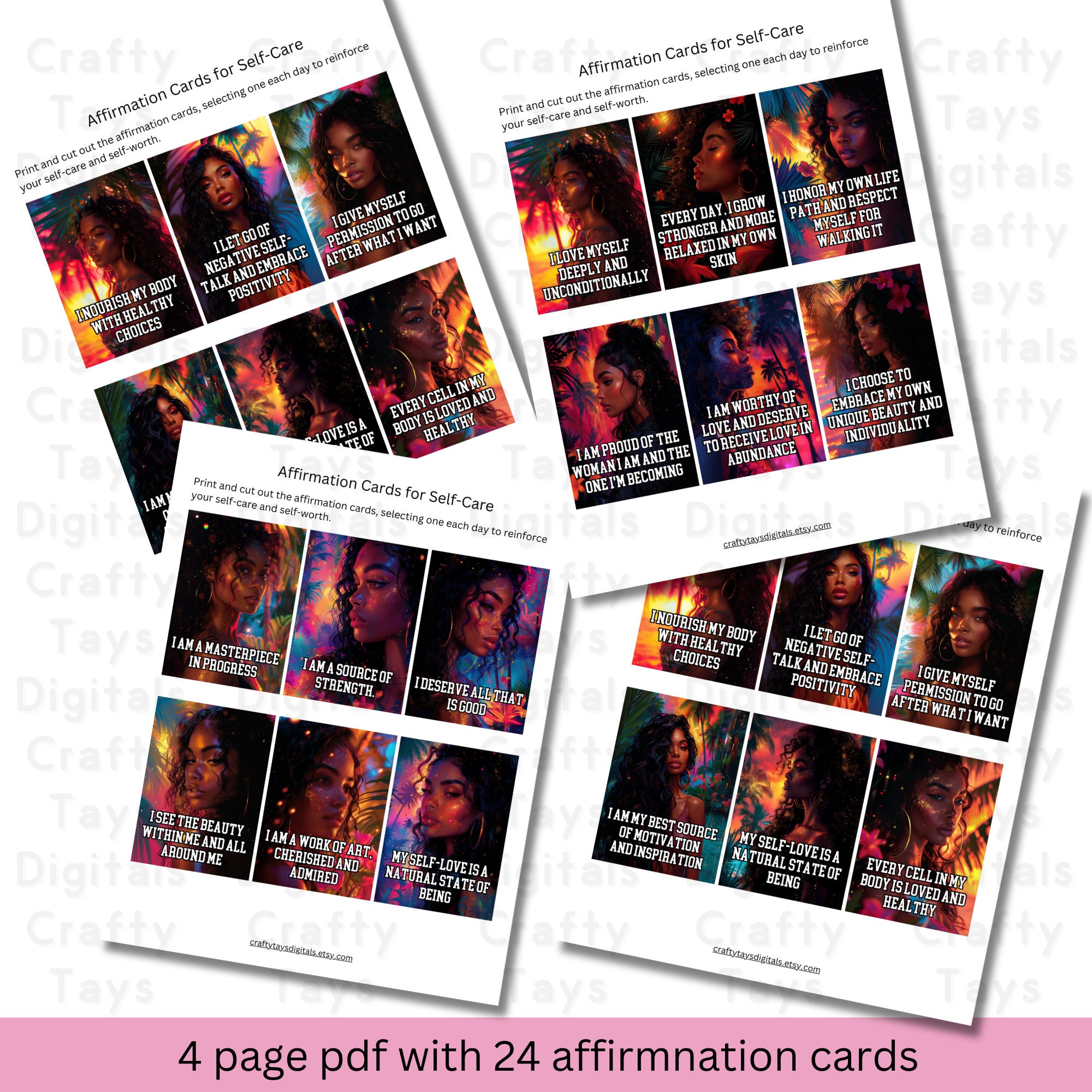 Affirmation Cards, 24 Printable Positivity Cards for Black Women ...