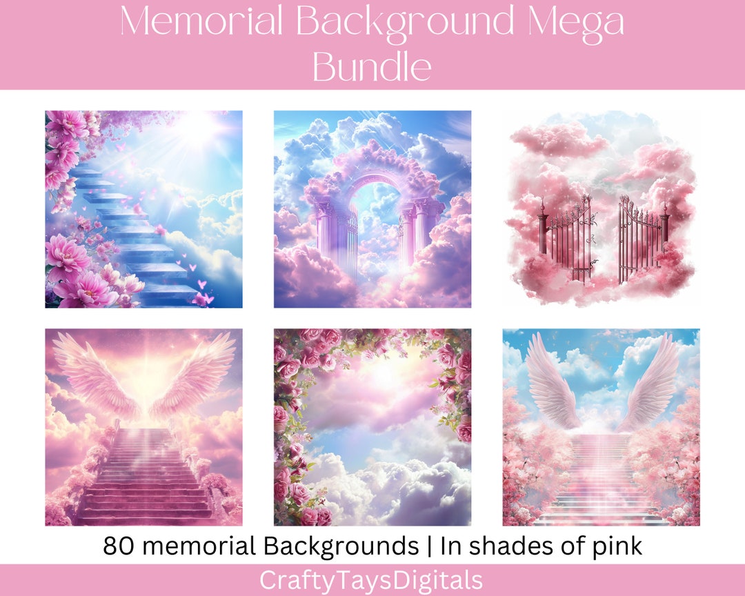 Pink Memorial Background Mega Bundle: 80 Memorial Backgrounds, Heaven ...