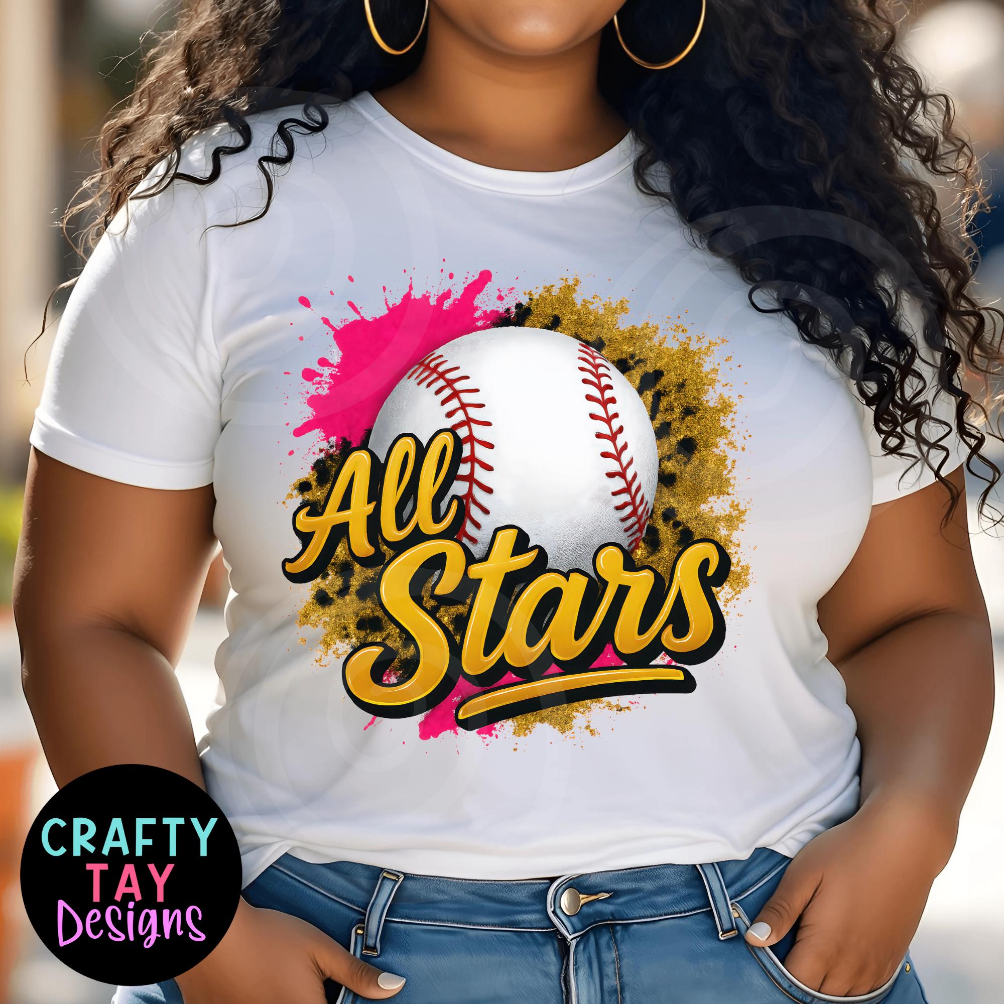 All Stars Baseball PNG | Glam Baseball Sublimation Design Glitter ...