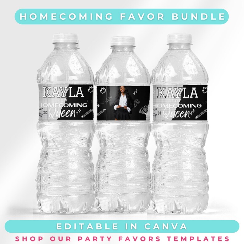 Editable Canva Homecoming Favor Bundle | Customizable Party Supplies ...