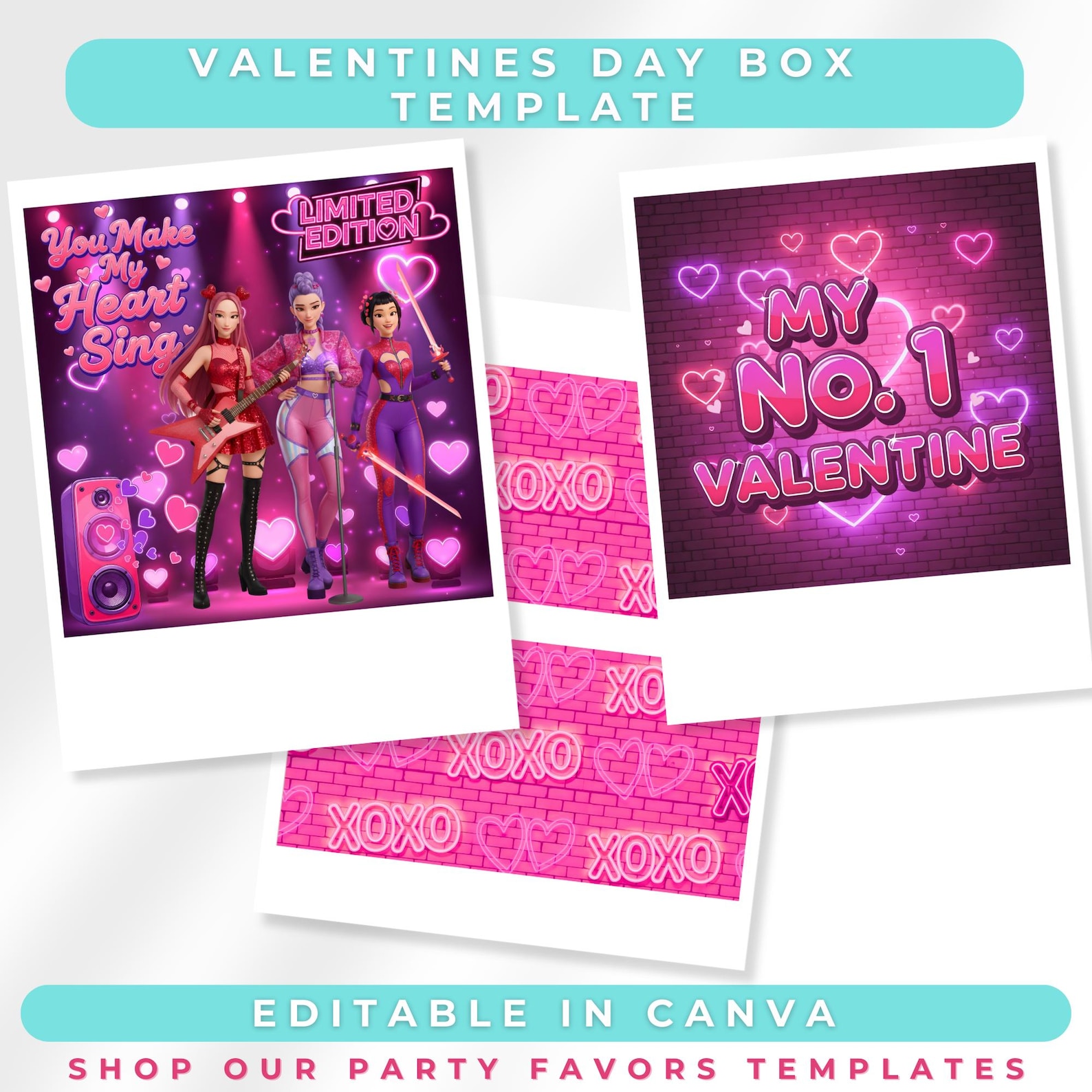 K-pop Demon Hunter | Huntrix Valentine's Day Box Template (editable in ...