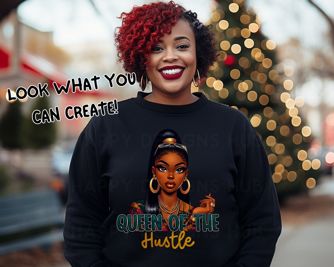 Queen of the Hustle PNG Digital Design Black Women Hustle PNG, Hustle ...