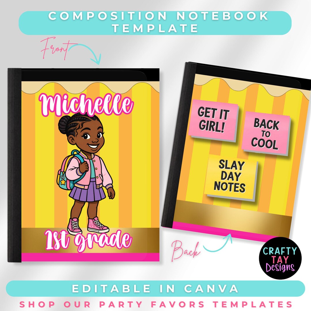 Editable Composition Notebook Cover Template | Editable Name and Age ...