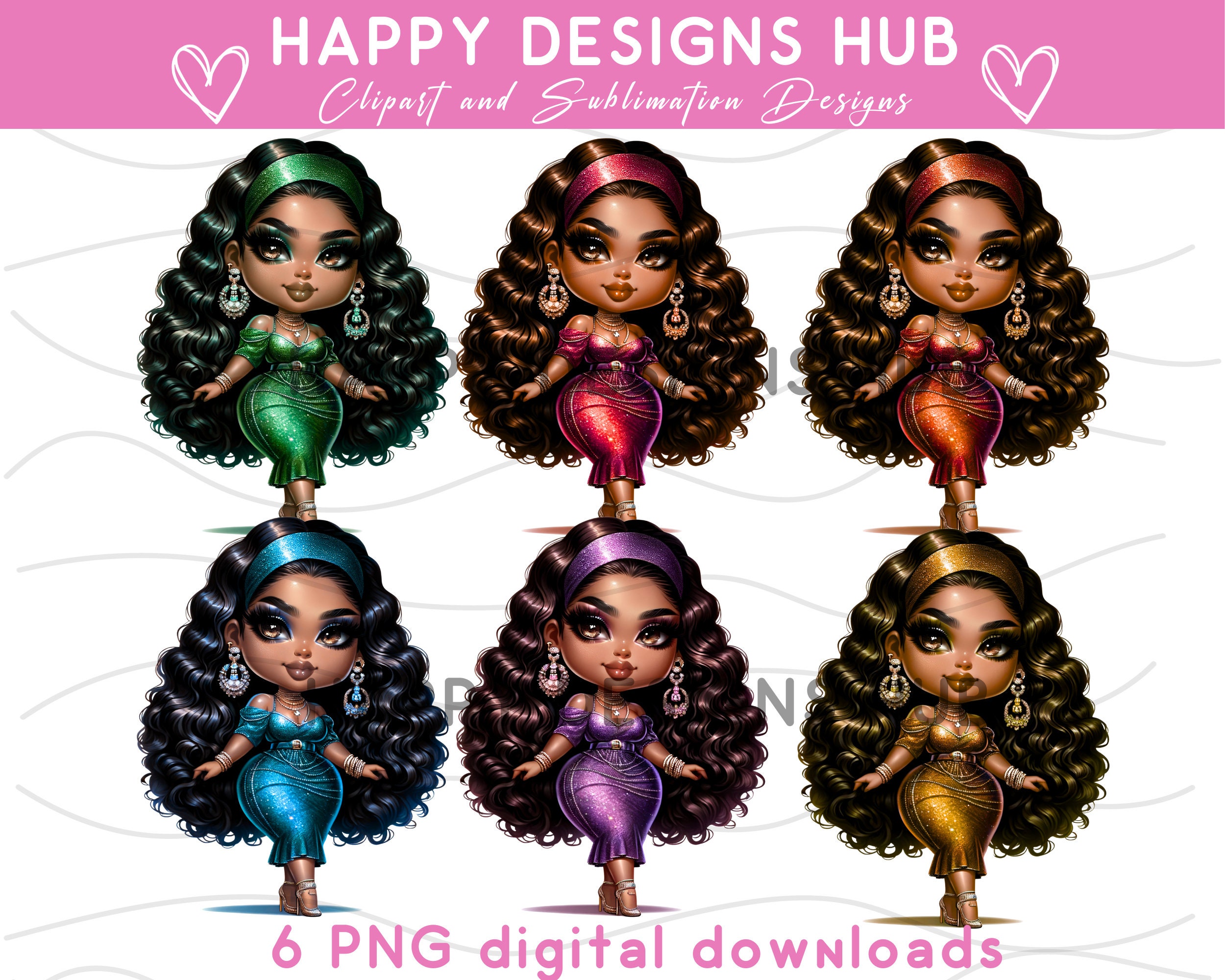Glam Chibi Fashion Girls Clipart Bundle: Fashion Clipart, Digital Png ...