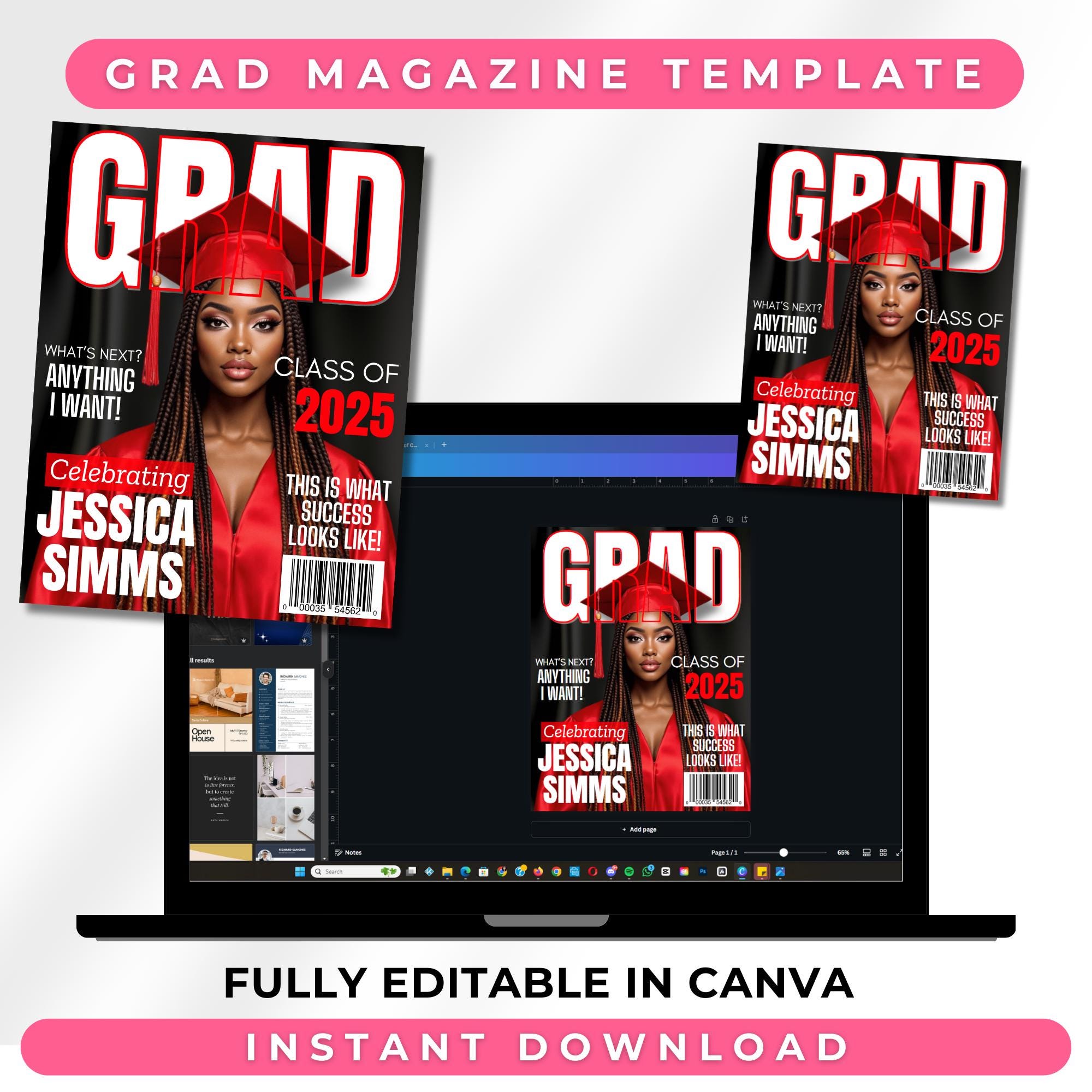 Graduation Magazine Cover Template | Editable Canva Design | Class of ...
