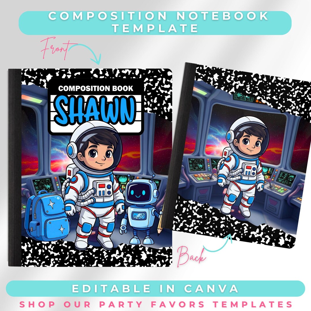Future Astronaut Custom Notebook Cover | Editable Canva Template ...
