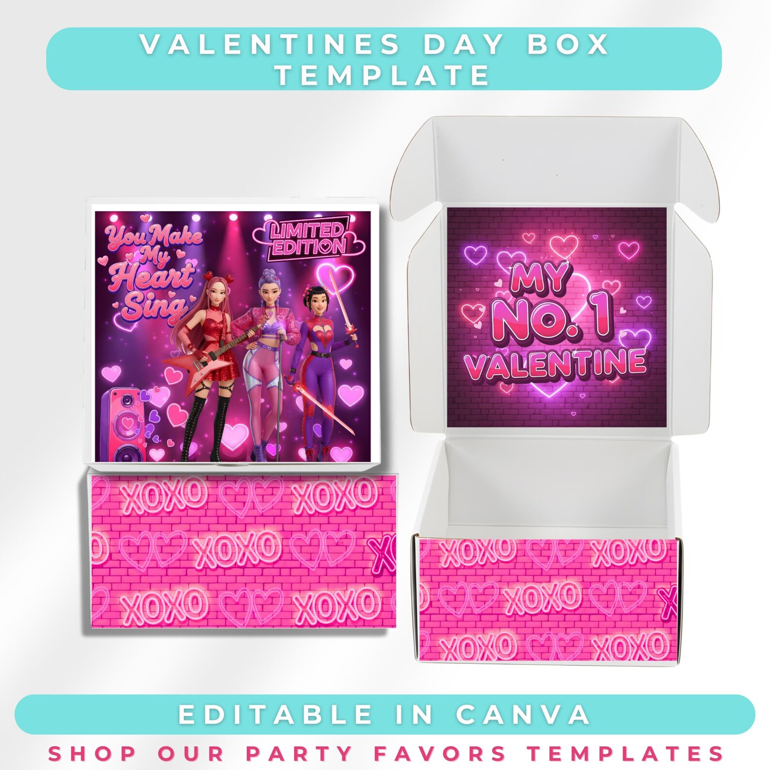 K-pop Demon Hunter | Huntrix Valentine's Day Box Template (editable in ...