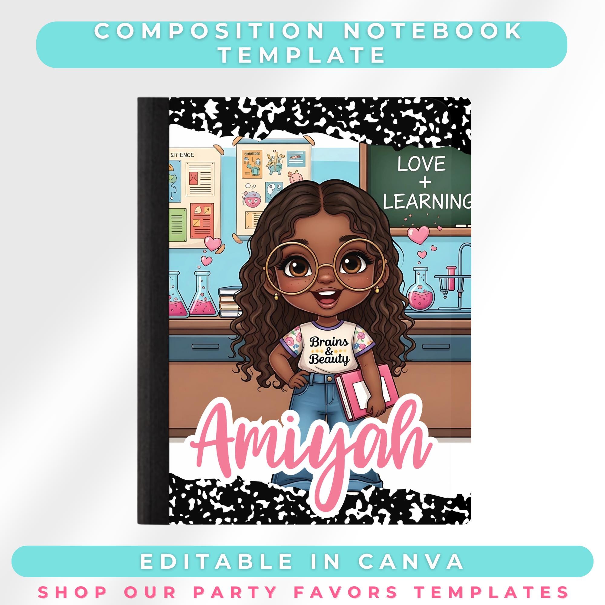 6 Editable Composition Notebook Covers | Black Girl Magic School ...